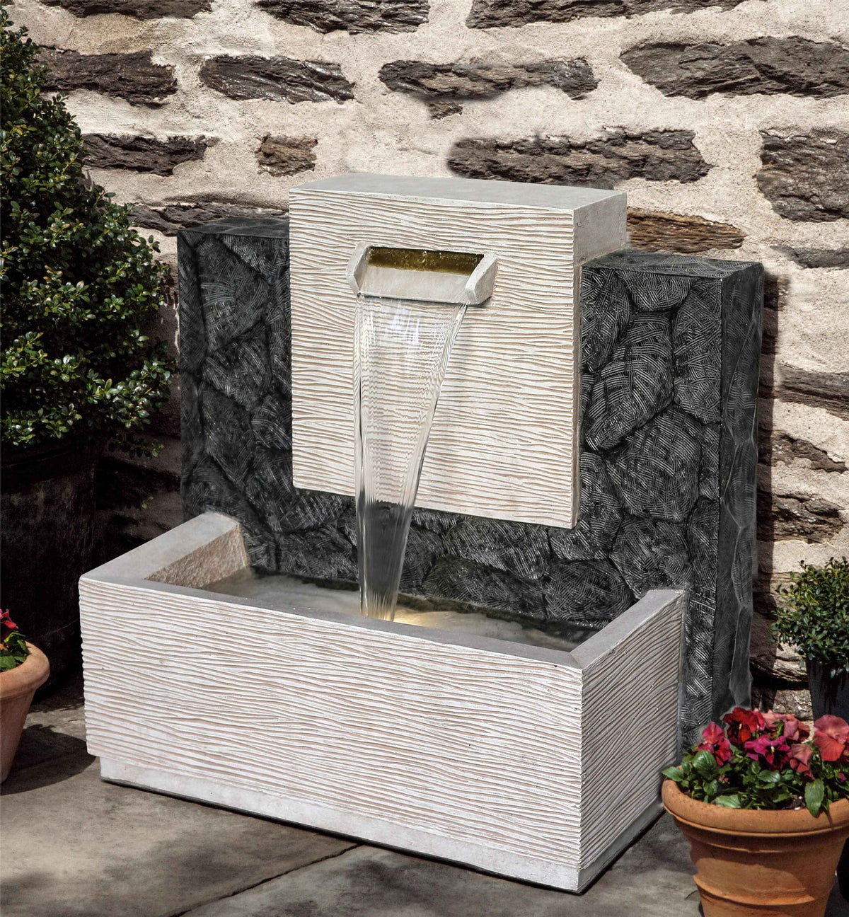 Contemporary Wall Veil Water Feature Fountain — Outdoor Escape