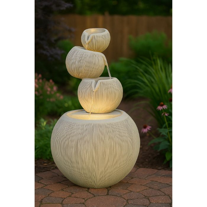 Luminous Cascade Bowls Water Feature — Outdoor Escape