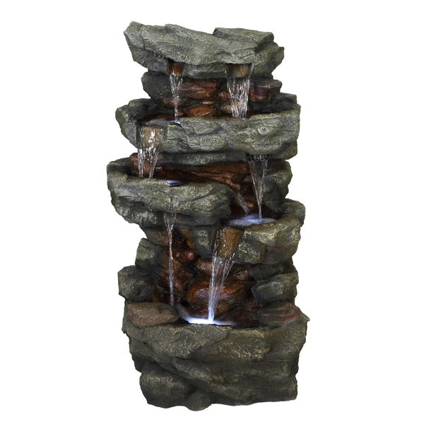 Rockflow Harmony 4 Tier Cascade Stone Water Feature Fountain — Outdoor ...