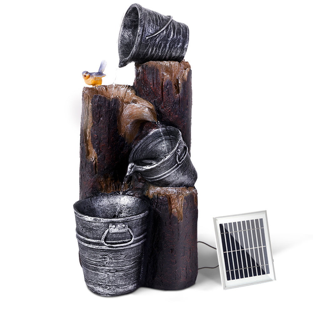 Solar 3 Tier Buckets Cascade Water Feature — Outdoor Escape