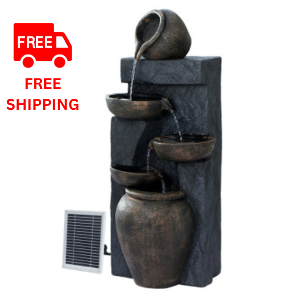 Garden Masterpiece: Solar-Powered 5-Tier Fountain — Outdoor Escape