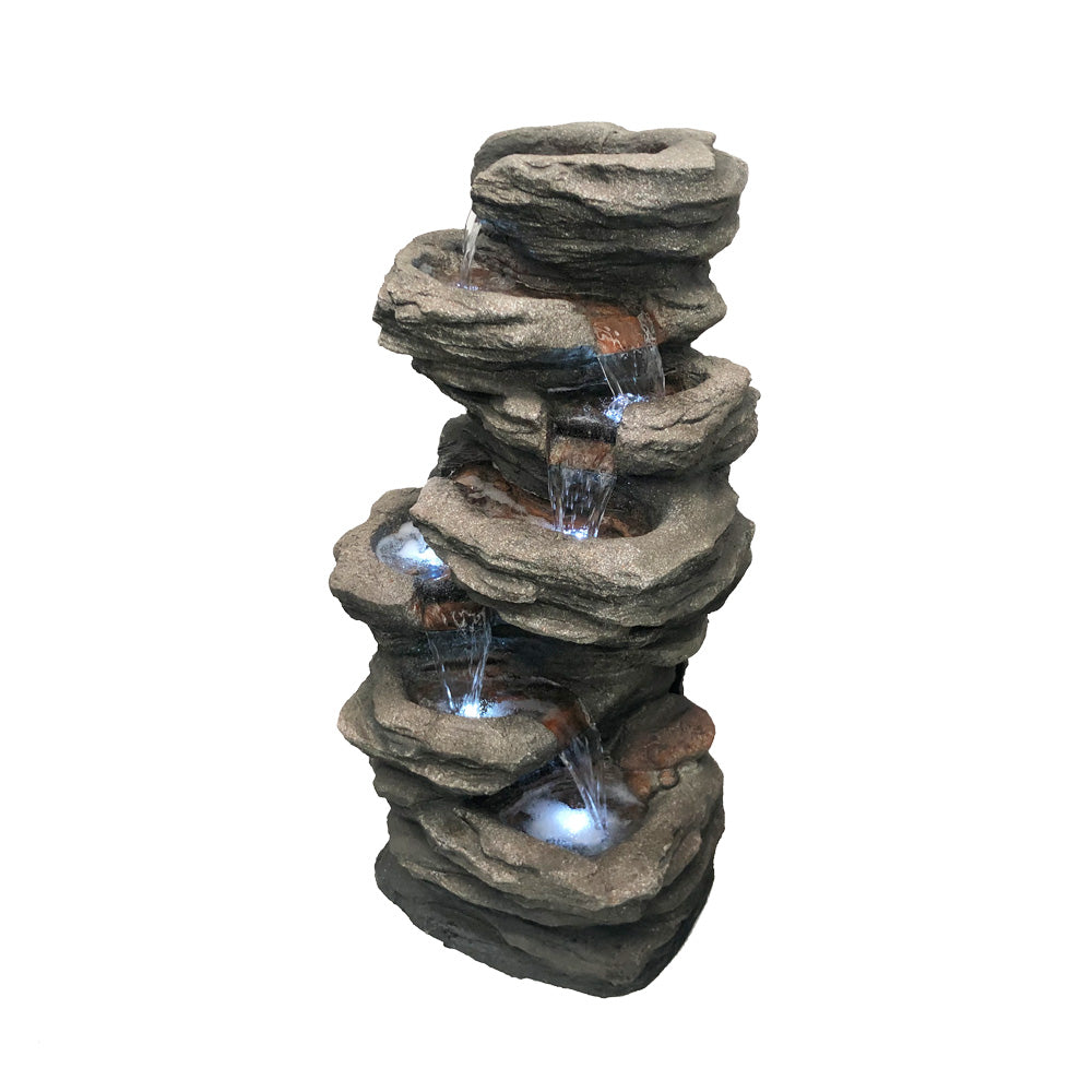 6 Tier Cascade Rock Water Feature — Outdoor Escape